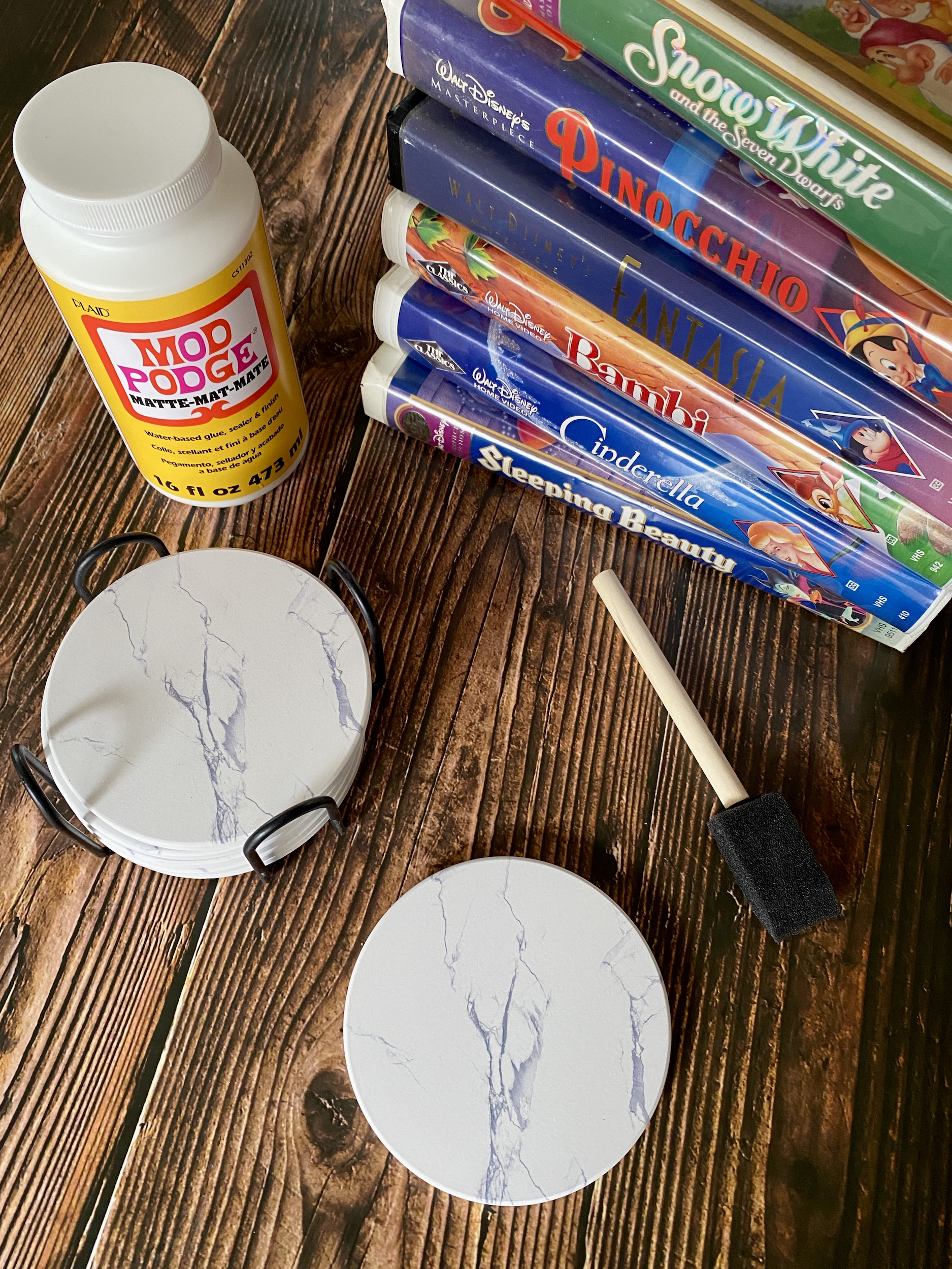 DIY Disney Decoupage Drink Coasters – Whole Heartily