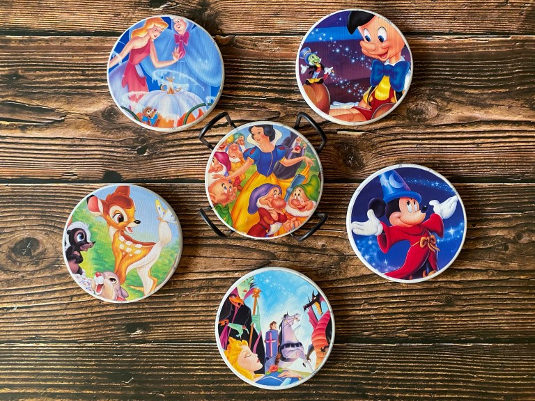 DIY Disney Decoupage Drink Coasters – Whole Heartily
