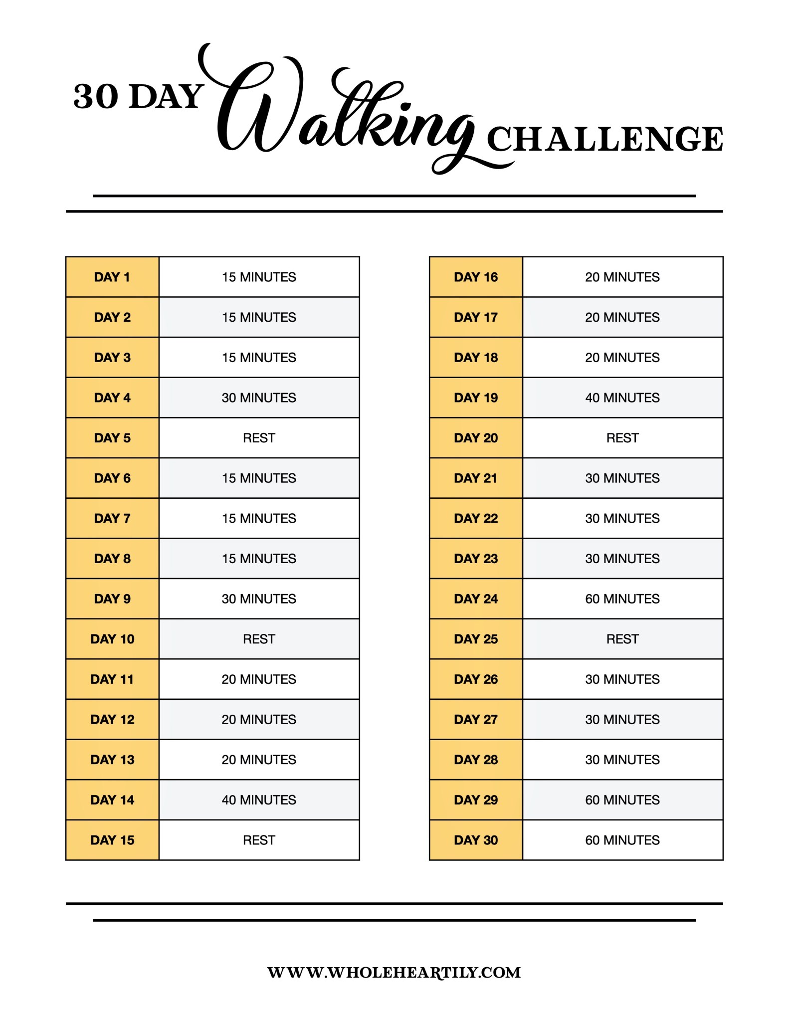 30 Day Walking Challenge for Beginners – Whole Heartily